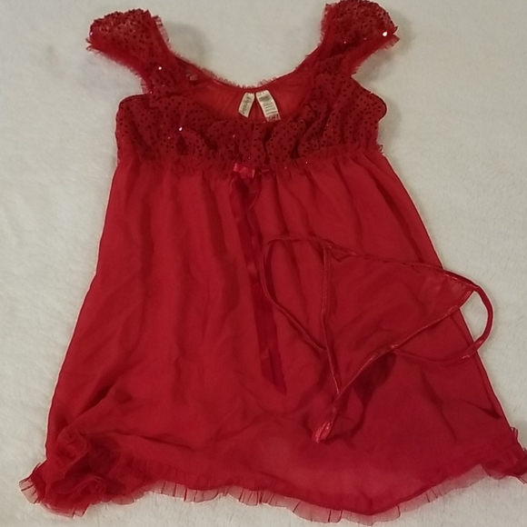 Ambrielle | Intimates & Sleepwear | Ambrielle Red Sequin Sheer Negligee ...